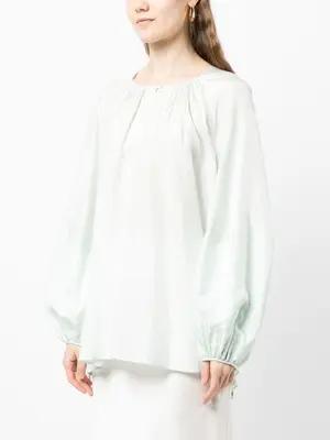 JOSEPH Gathered-neck Silk Blouse