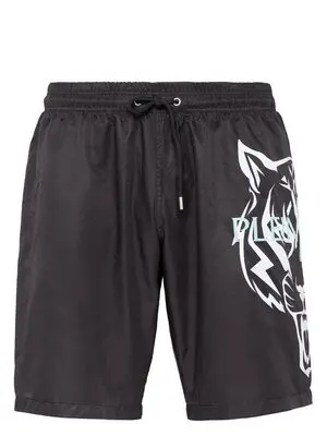 PLEIN SPORT Tiger-print Swim Shorts - Black
