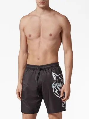 PLEIN SPORT Tiger-print Swim Shorts - Black