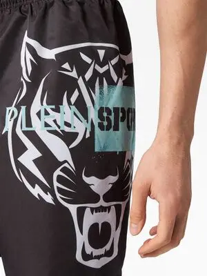PLEIN SPORT Tiger-print Swim Shorts - Black