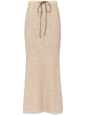 Prada Drawstring Bouclé Maxi Skirt