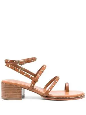 Maje Studded Stack-heel Sandals - Brown
