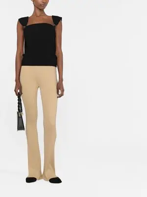 Nanushka Ribbed-knit Flared Trousers - Neutrals