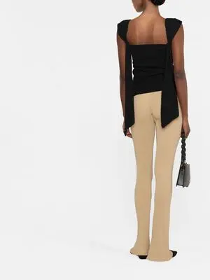 Nanushka Ribbed-knit Flared Trousers - Neutrals