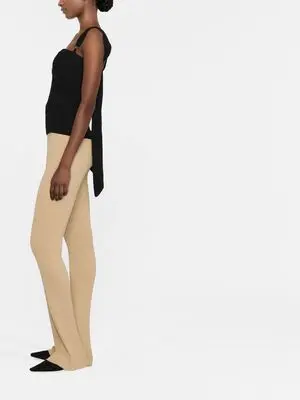 Nanushka Ribbed-knit Flared Trousers - Neutrals