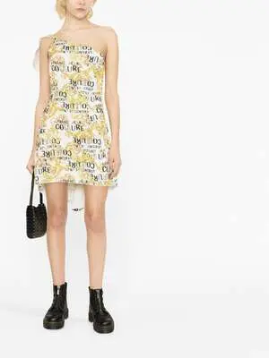 Versace Logo-print One-shoulder Dress