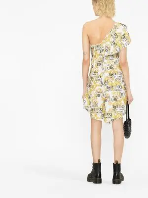 Versace Logo-print One-shoulder Dress