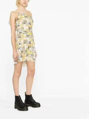 Versace Logo-print One-shoulder Dress