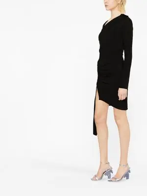 Off-White Asymmetric Ruched Minidress - Black