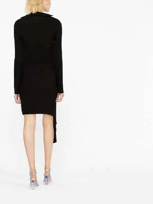 Off-White Asymmetric Ruched Minidress - Black