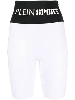 PLEIN SPORT Logo-waistband Cycling Shorts - White