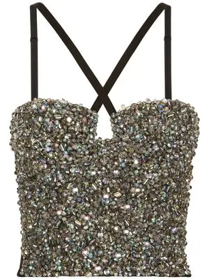 Dolce & Gabbana Rhinestone-embellished Corset Top - Black