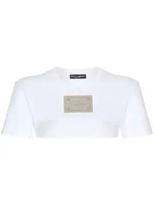 Dolce & Gabbana Logo-plaque Cropped T-shirt - White