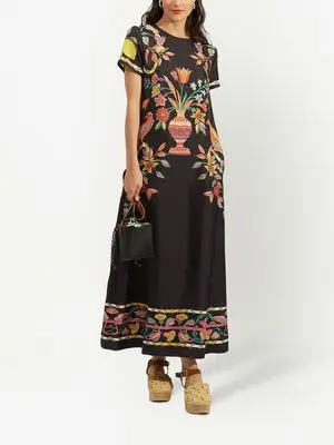 La DoubleJ Graphic-print Silk Midi Dress - Black