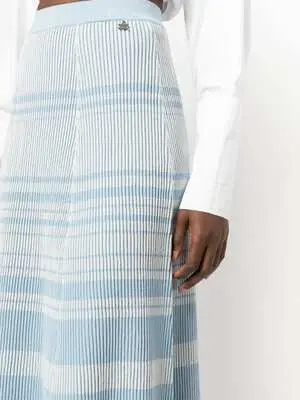 Elisabetta Franchi Striped Ribbed Midi Skirt - Blue