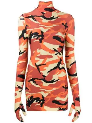 Vetements Camouflage-print Minidress - Orange