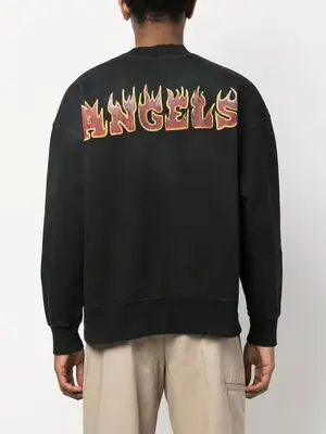Palm Angels Logo Flames Cotton Sweatshirt