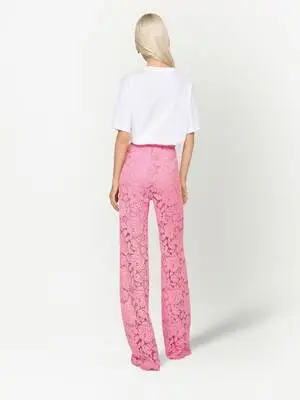 Dolce & Gabbana Floral-lace Flared Trousers - Pink