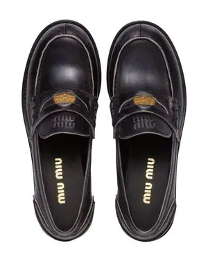 Miu Miu Logo-plaque Leather Loafers