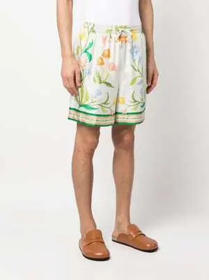 Casablanca L'arche De Fleurie Silk Shorts