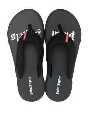 Palm Angels Logo-tag Flip Flops - Black