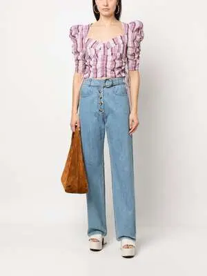 MARANT ETOILE Checked Cropped Top