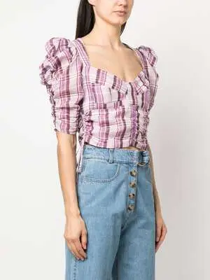 MARANT ETOILE Checked Cropped Top