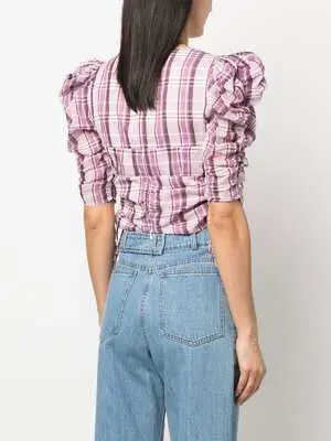 MARANT ETOILE Checked Cropped Top