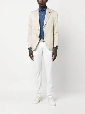 FAY Slim-fit Denim Cotton Shirt - Blue