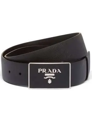 Prada Logo-plaque Leather Belt - Black