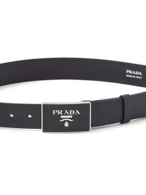 Prada Logo-plaque Leather Belt - Black