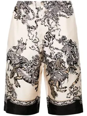 Gucci Baroque-print Silk Shorts
