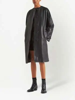 Prada Single-breasted Leather Coat