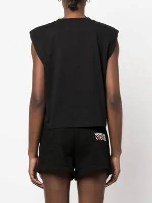 Versace Cotton Logo Print Sleeveless T-shirt