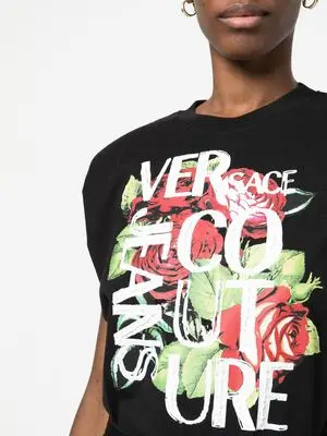 Versace Cotton Logo Print Sleeveless T-shirt