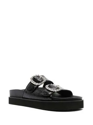 Maje Embellished Snakeskin Effect Leather Sandals