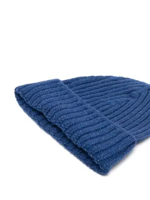 BARRIE Ribbed Cashmere Beanie - Blue