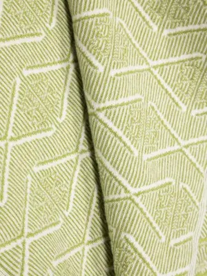 BARRIE Monogram Cashmere- Lambs Wool Blend Scarf - Green
