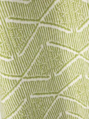 BARRIE Monogram Cashmere- Lambs Wool Blend Scarf - Green