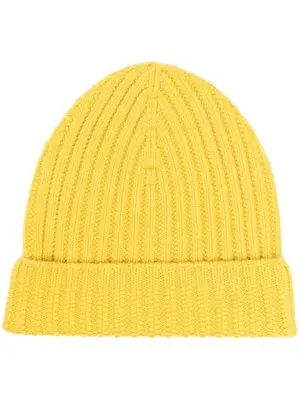 BARRIE Ribbed Cashmere Beanie - Yellow