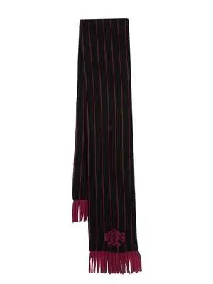 BARRIE Stripe-print Logo-crest Scarf - Black