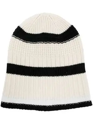 BARRIE Textured Stripes Cashmere Beanie