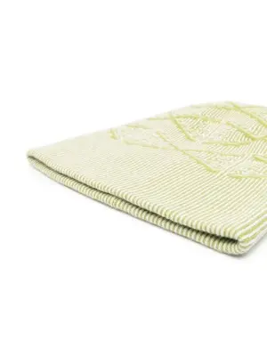 BARRIE Cashmere Monogram Beanie - Green