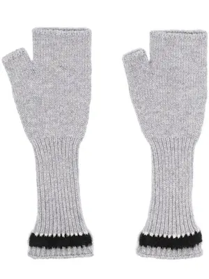 BARRIE Fingerless Knit Gloves - Grey