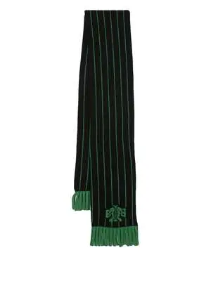 BARRIE Stripe-print Logo-crest Scarf - Black