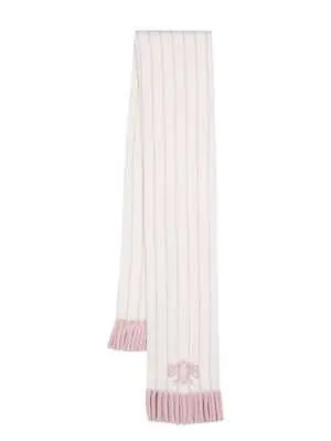 BARRIE Stripe-print Logo-crest Scarf - Neutrals