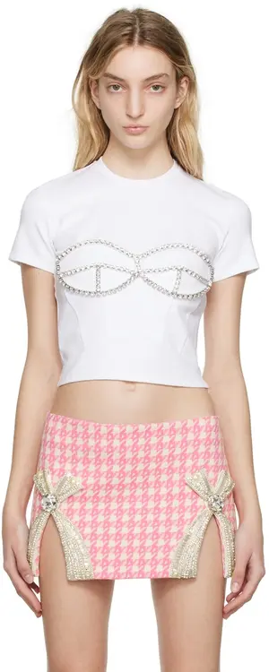 AREA AREA SSENSE Exclusive Crystal Bustier T-Shirt - White