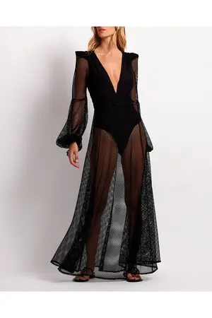 knee length dresses for ladies Marthe open back suspender neck mesh Beach Dress-Black – La Belle Gina  Boutique main image 1