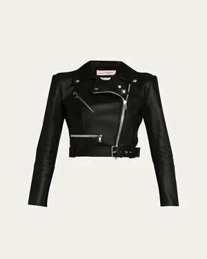 Alexander McQueen Cropped Biker Jacket
