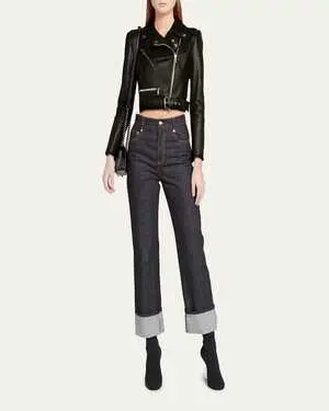 Alexander McQueen Cropped Biker Jacket